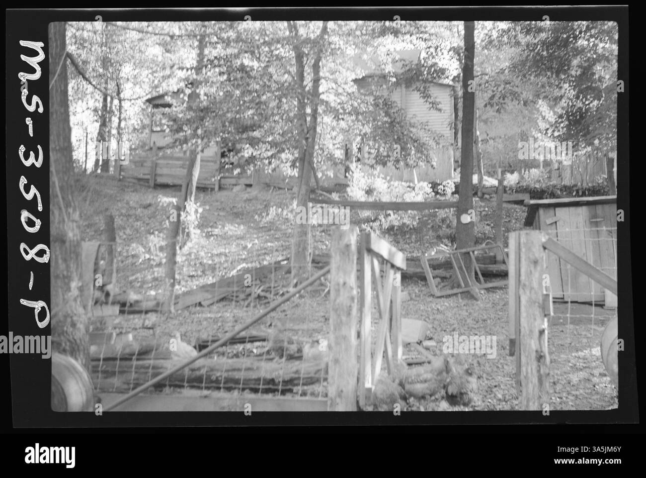 A view of a chicken pen in the backyard of House #3 at Stearns Coal ...