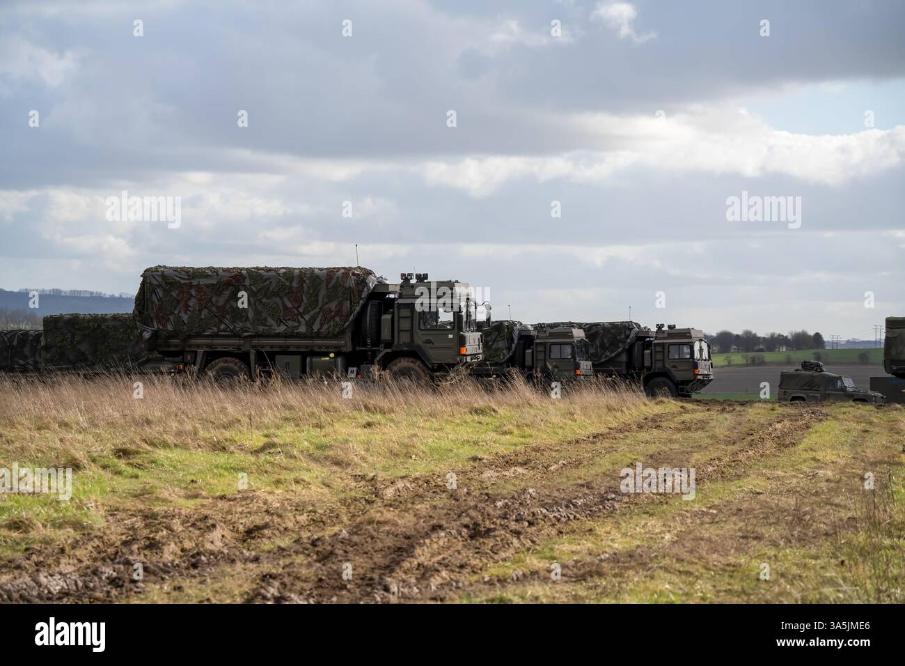 British army MAN SV 4x4 army logistics lorries in action on a military ...