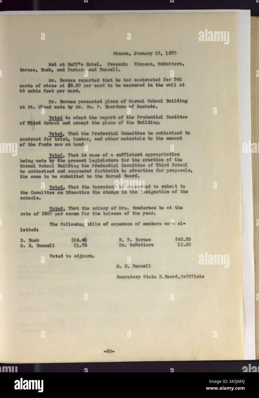 The minutes of the Minnesota State Normal Board record the ...