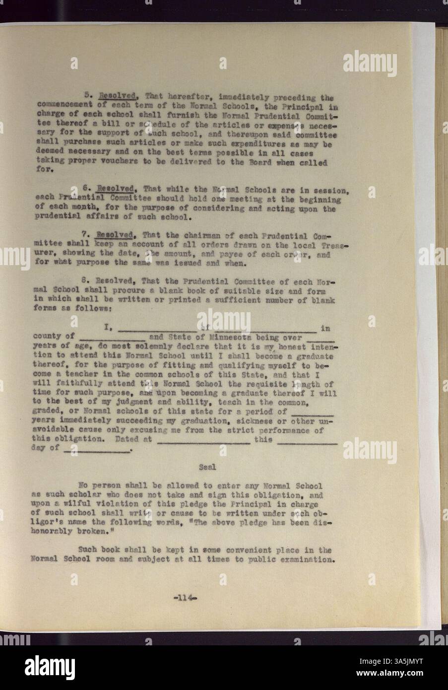 The meeting minutes of the Minnesota State Normal Board document the ...