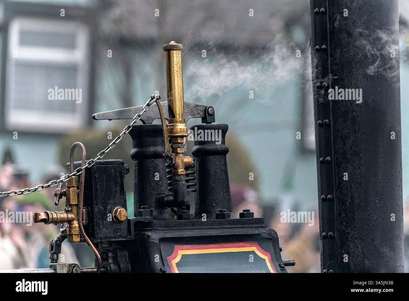 St. Patrick Parade. Arklow, Ireland. 2025 Close-up of a steam engine's ...