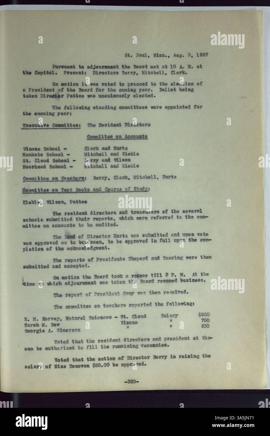 The minutes document the establishment and evolution of Minnesota’s ...