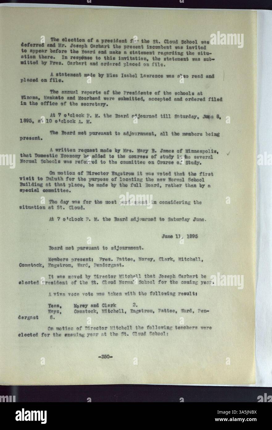 The meeting minutes of the Minnesota State Normal Board document the ...