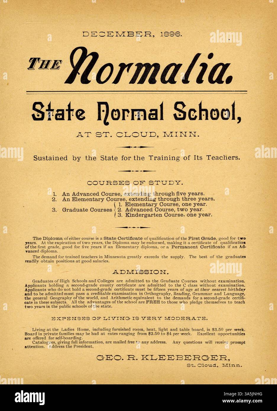 The December 1896 edition of 'The Normalia' includes journal articles ...
