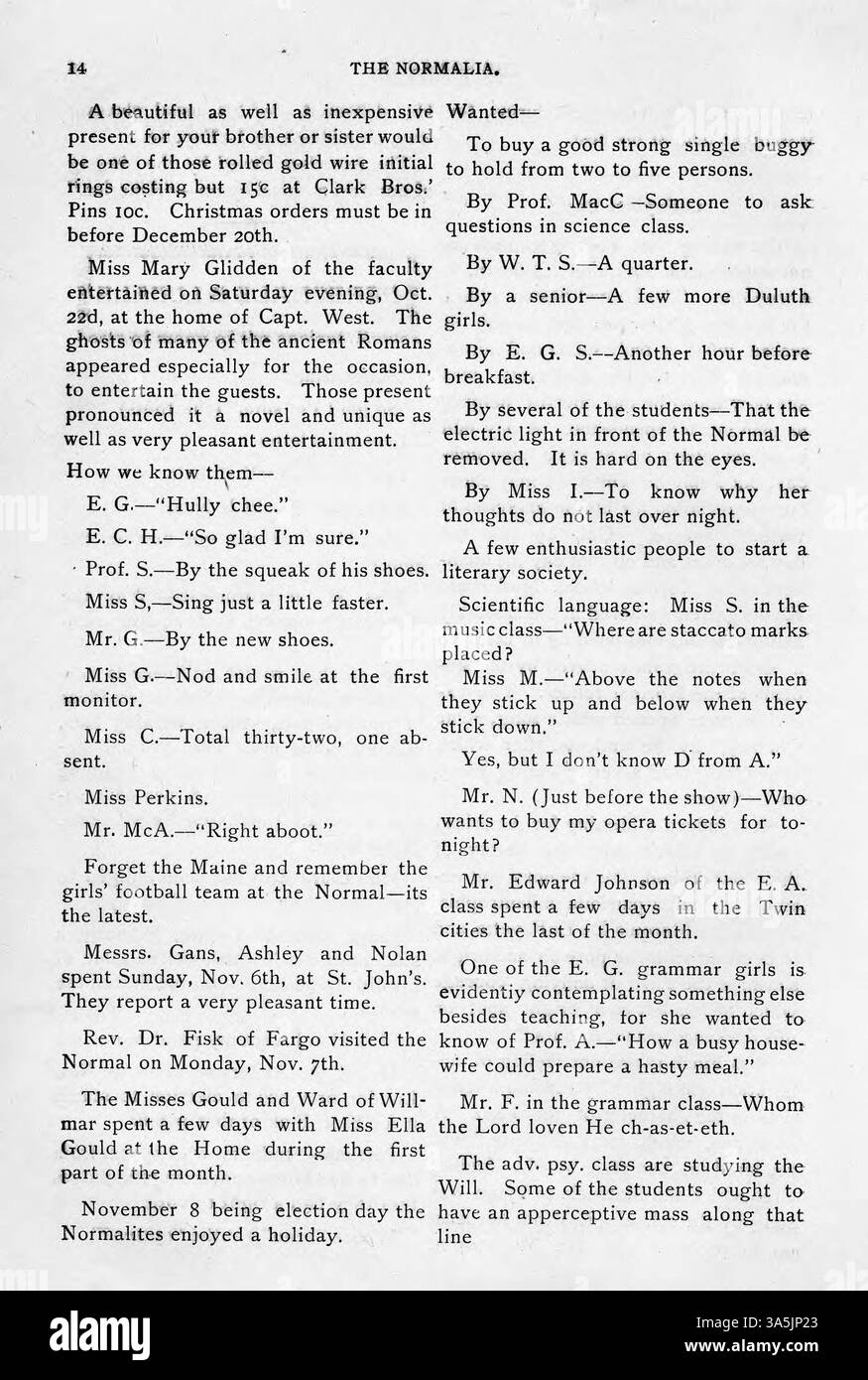 This November 1898 edition of *The Normalia* includes journal articles ...