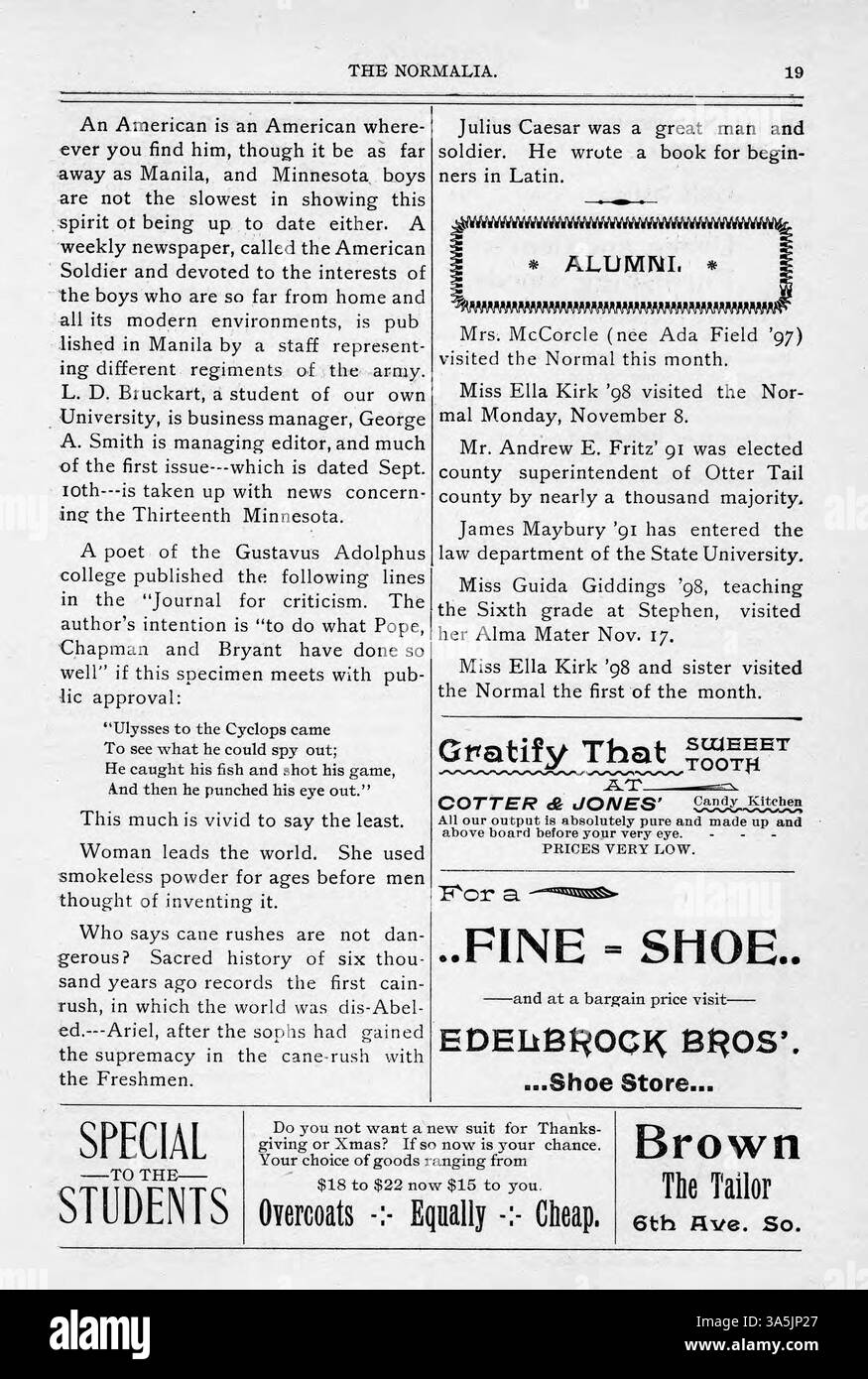 The November 1898 edition of *The Normalia* includes articles written ...