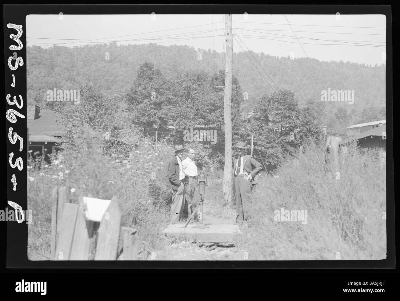 This photo shows a hand pump for a shallow well at the Dixie No. 3 Mine ...