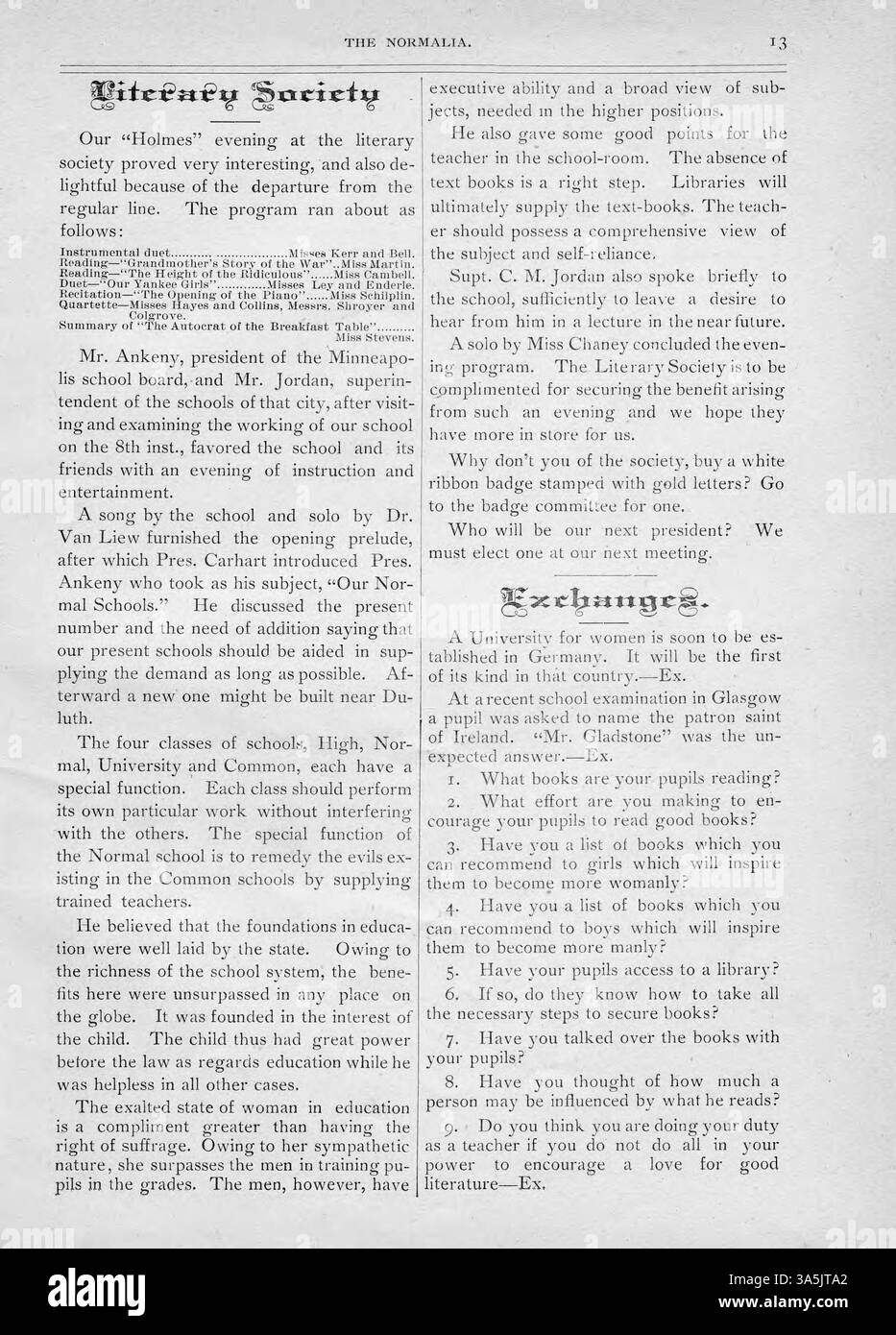 A 1893 publication by st cloud state university hi-res stock ...