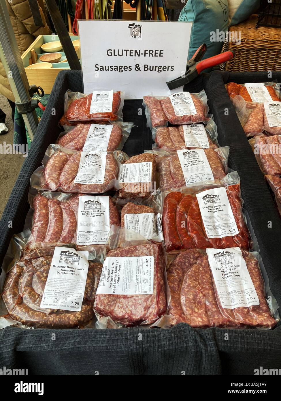 Variety of speciality gluten free Organic sausages cuts of meat for ...