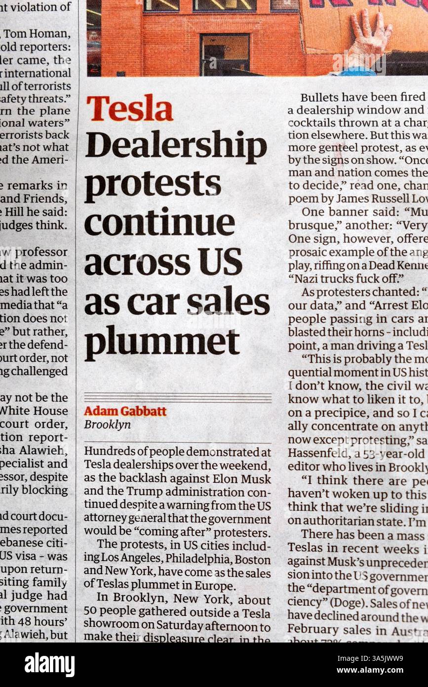 'Tesla Dealership protests continue across US as car sales plummet ...