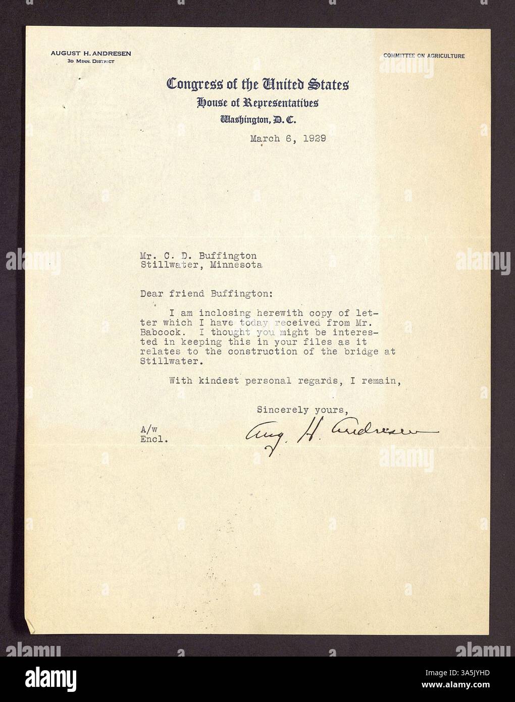 Discussing the construction of the stillwater bridge hi-res stock ...