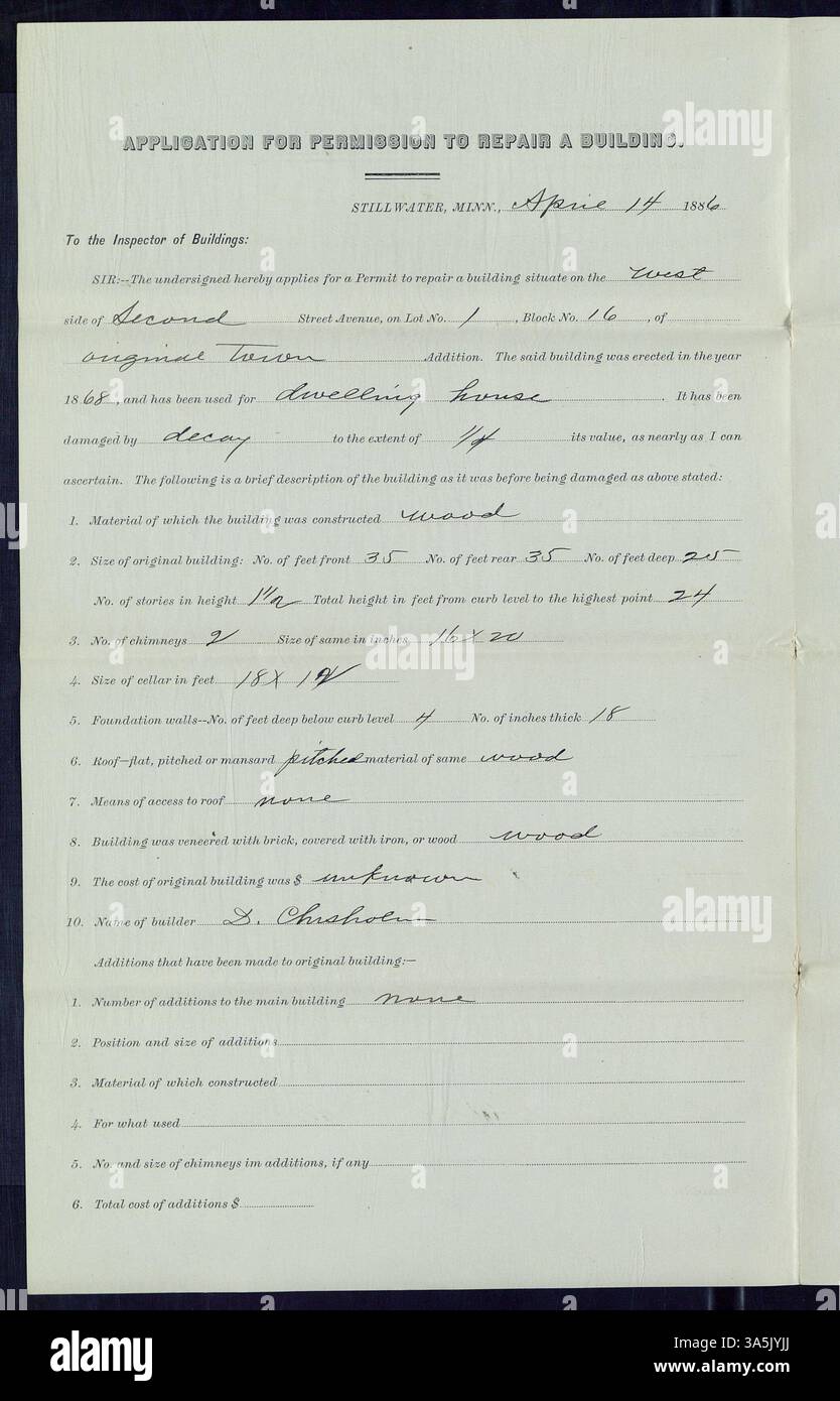 Building permit issued for repairs to an existing building in ...