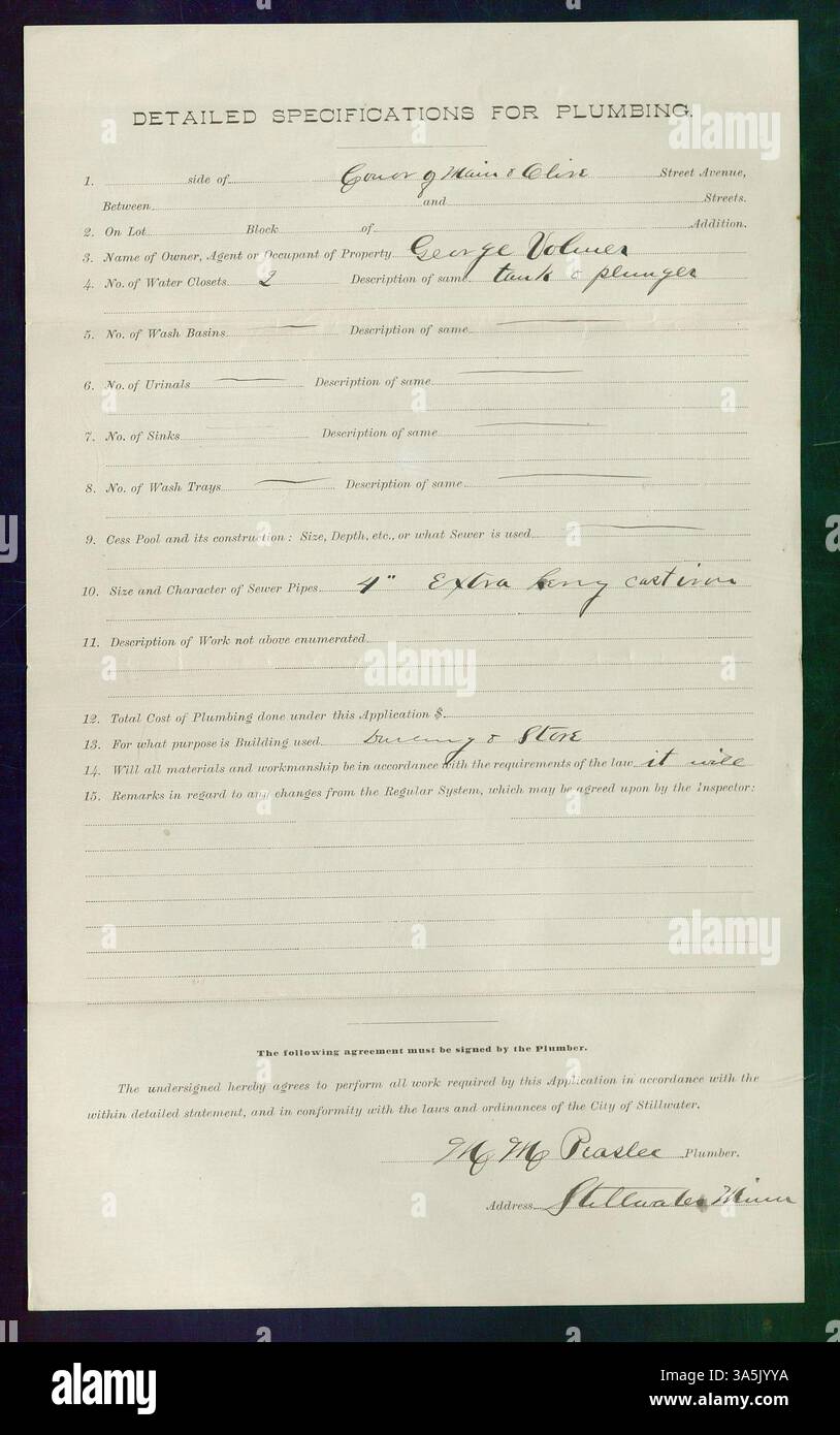 Building permit granted for plumbing at the corner of Main and Olive ...