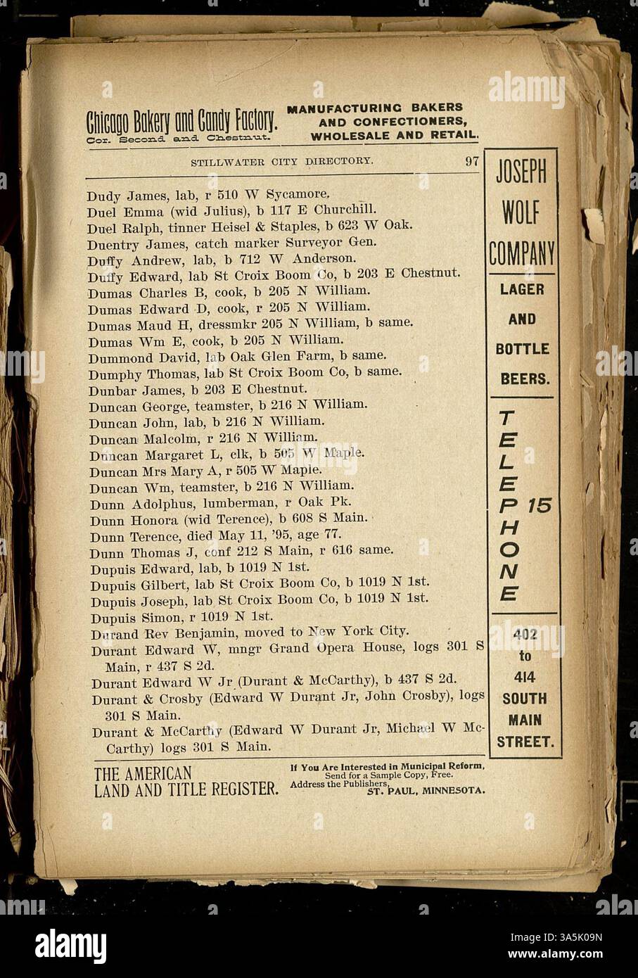 The Stillwater City Directory for 1896-97 lists residents' names ...
