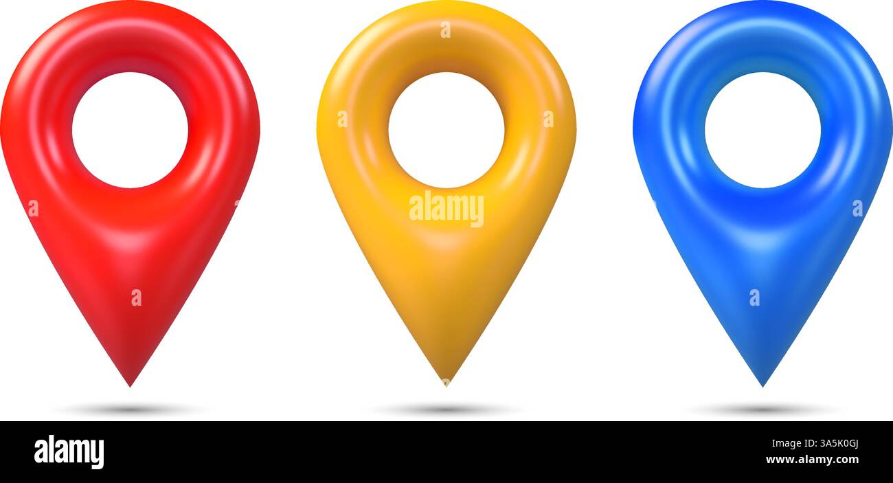 3D red location pin markings. Vector illustration Stock Vector Image ...