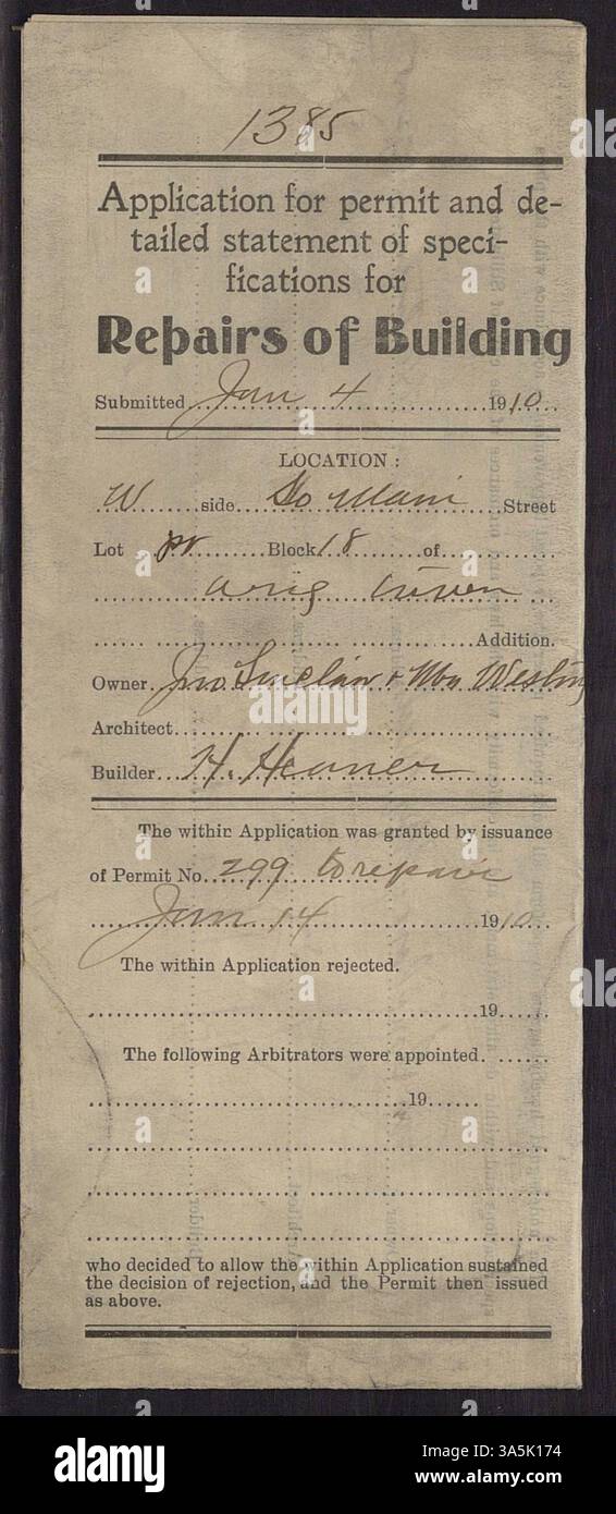 Building permit number 1385 hi-res stock photography and images - Alamy