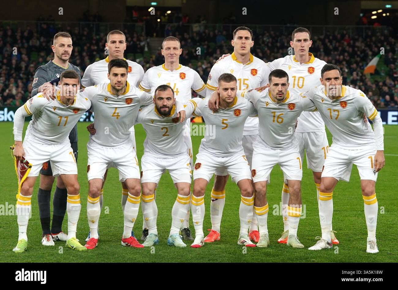 (left to right, back to front) Bulgaria goalkeeper Plamen Iliev, Valentin Antov, Anton Nedyalkov ...