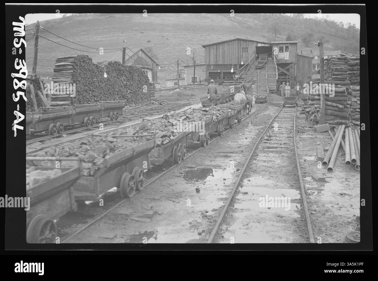 Loaded coal cars at the S. C. Streams Black Diamond Mine in Creekside ...