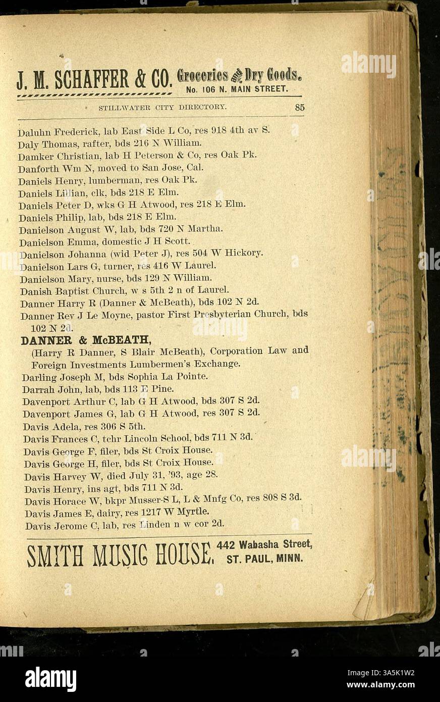 This 1894 95 directory lists stillwater residents alphabetically with ...
