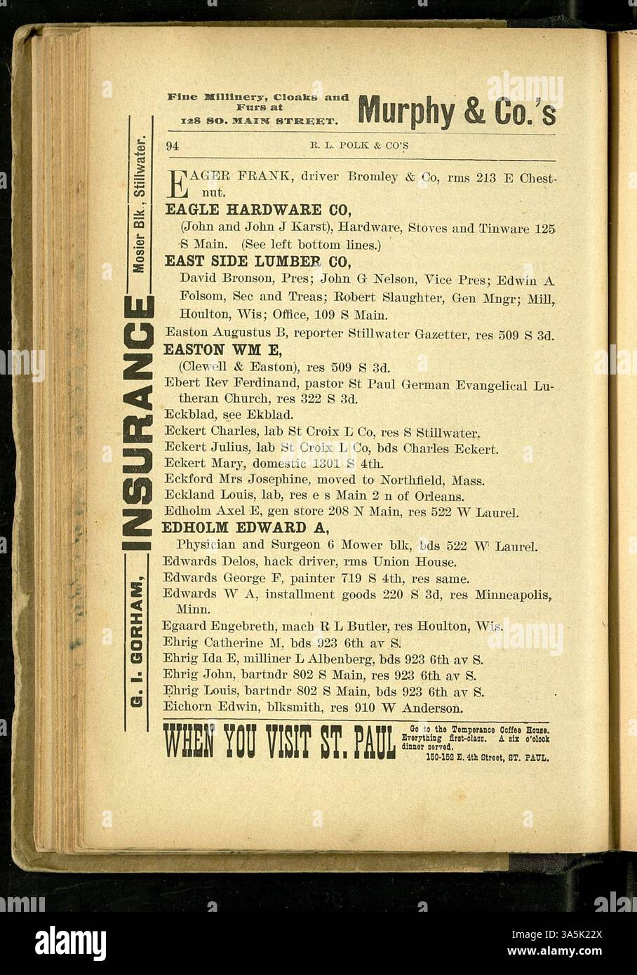 The 1894-95 Stillwater City Directory includes an alphabetical list of ...