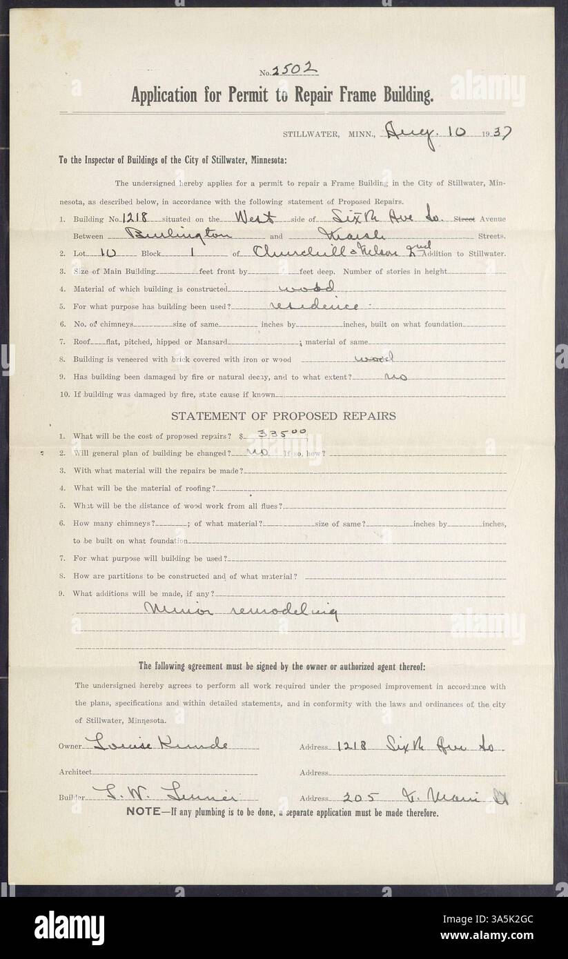 The builder was lawrence w linner hi-res stock photography and images ...