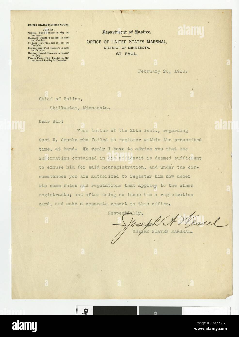 This affidavit, signed on February 27, 1918, details the registration ...