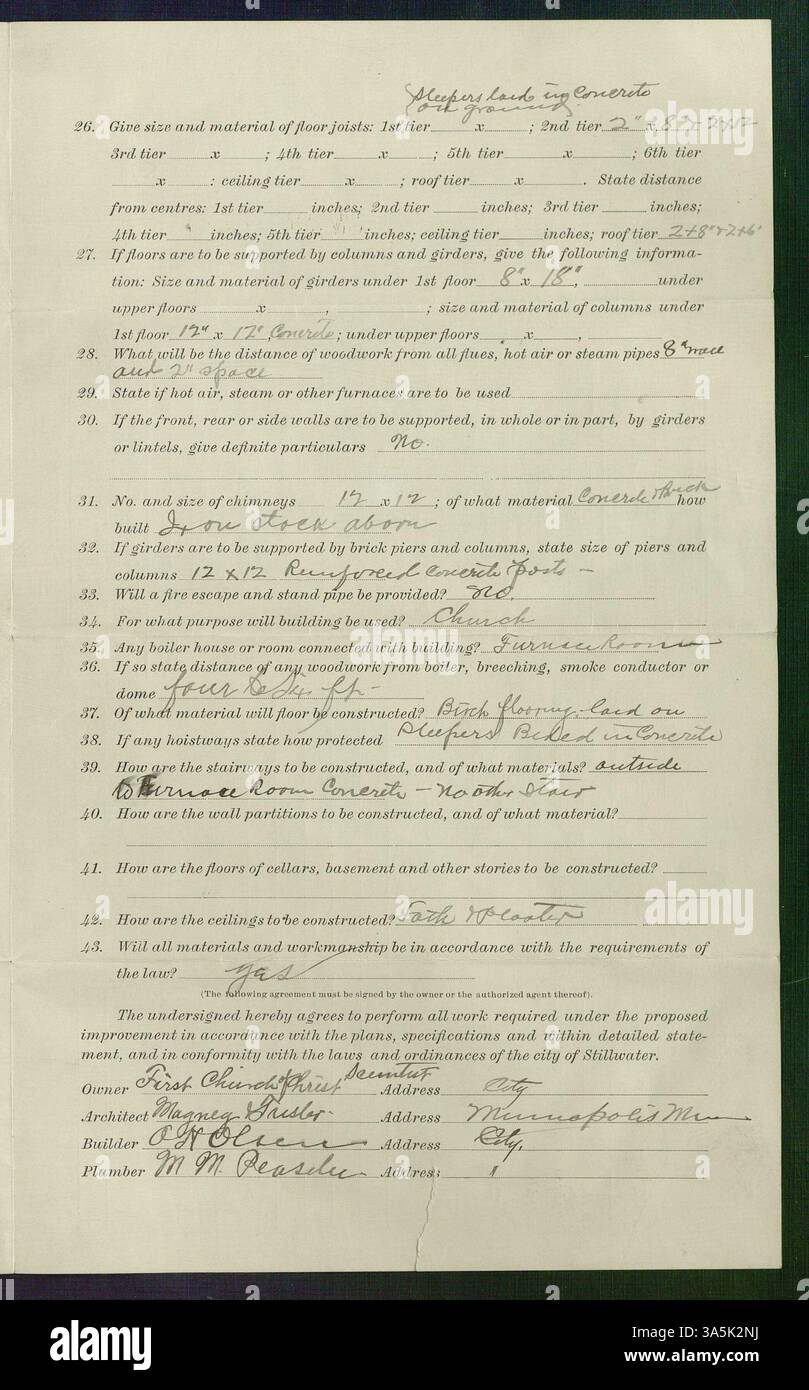 Building permit issued on July 1, 1919, for the construction of a new ...