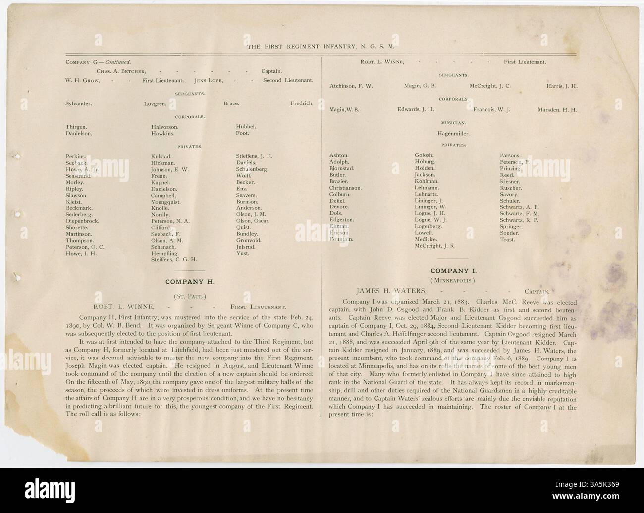 A detailed history of the First Regiment Infantry’s involvement in ...