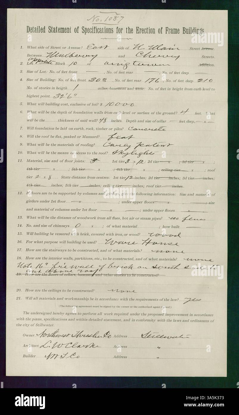 Building permit number 1087 was submitted on november 12 hi-res stock ...