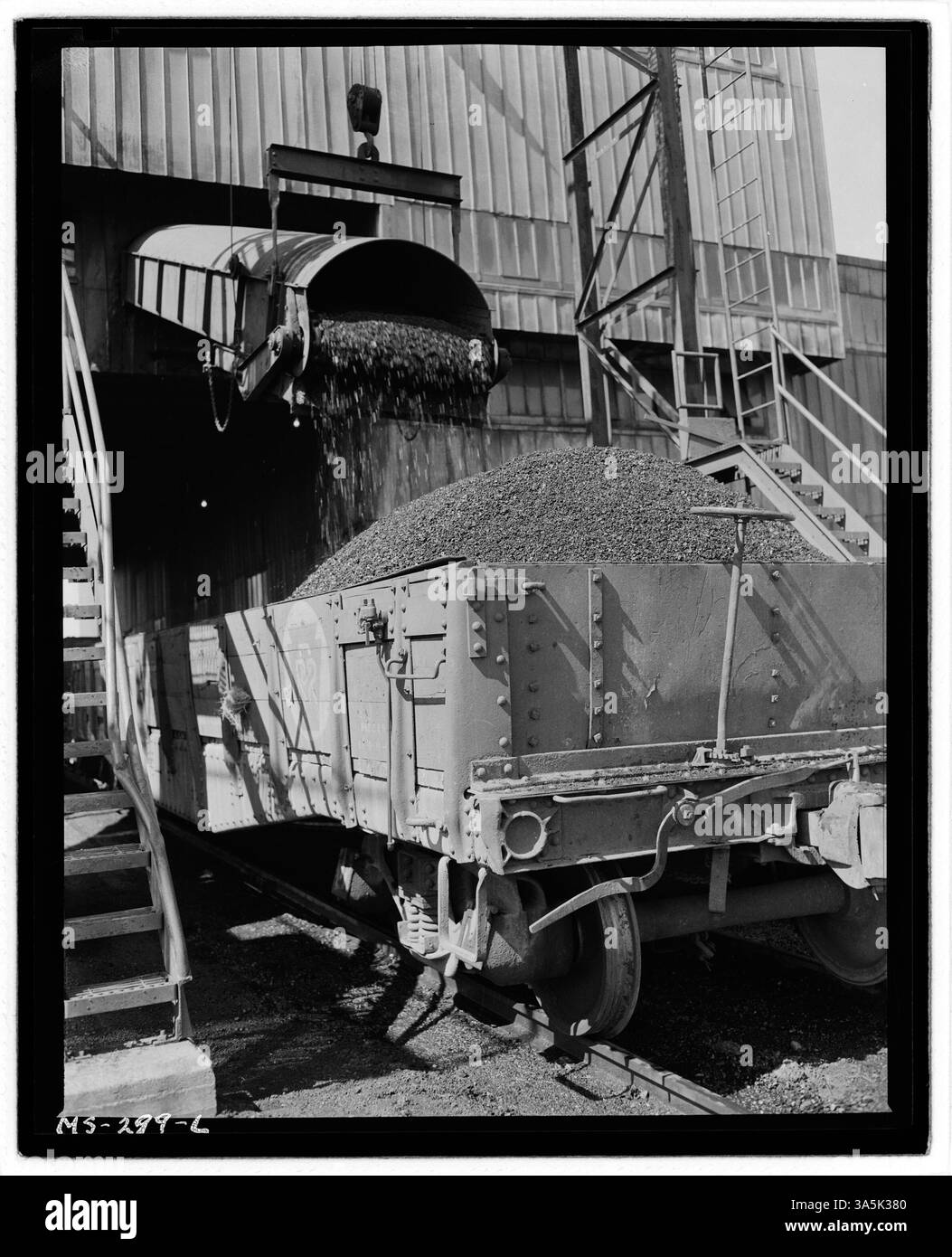 A photograph of a railroad car being loaded at the tipple at Pyramid ...