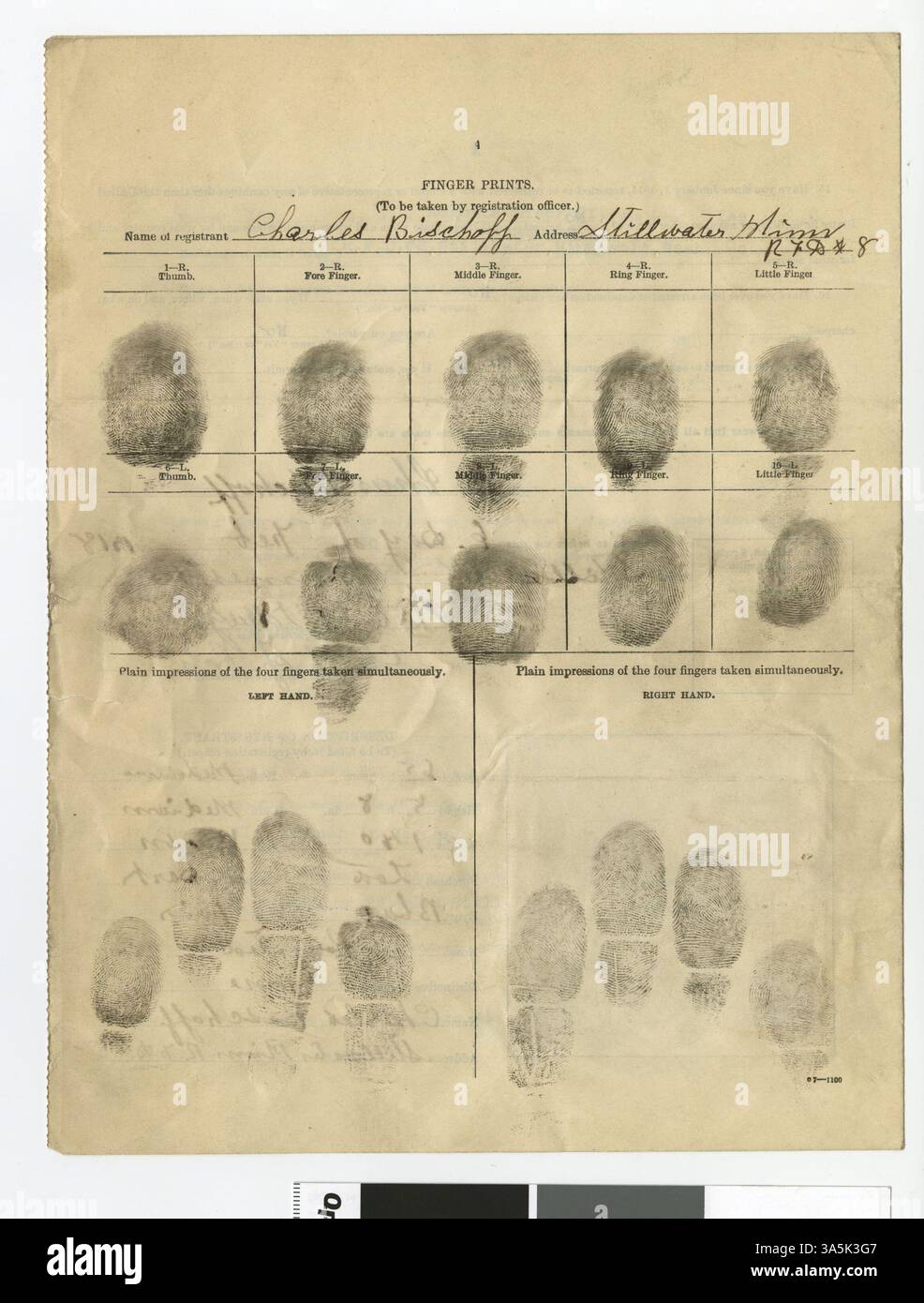 Registration affidavit for Charles Bischoff, an alien enemy, sworn on ...