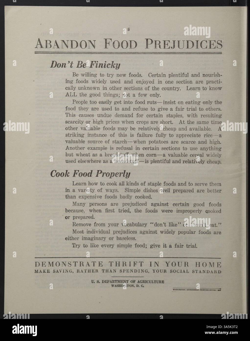 Pamphlet from the U.S. Department of Agriculture providing advice on ...