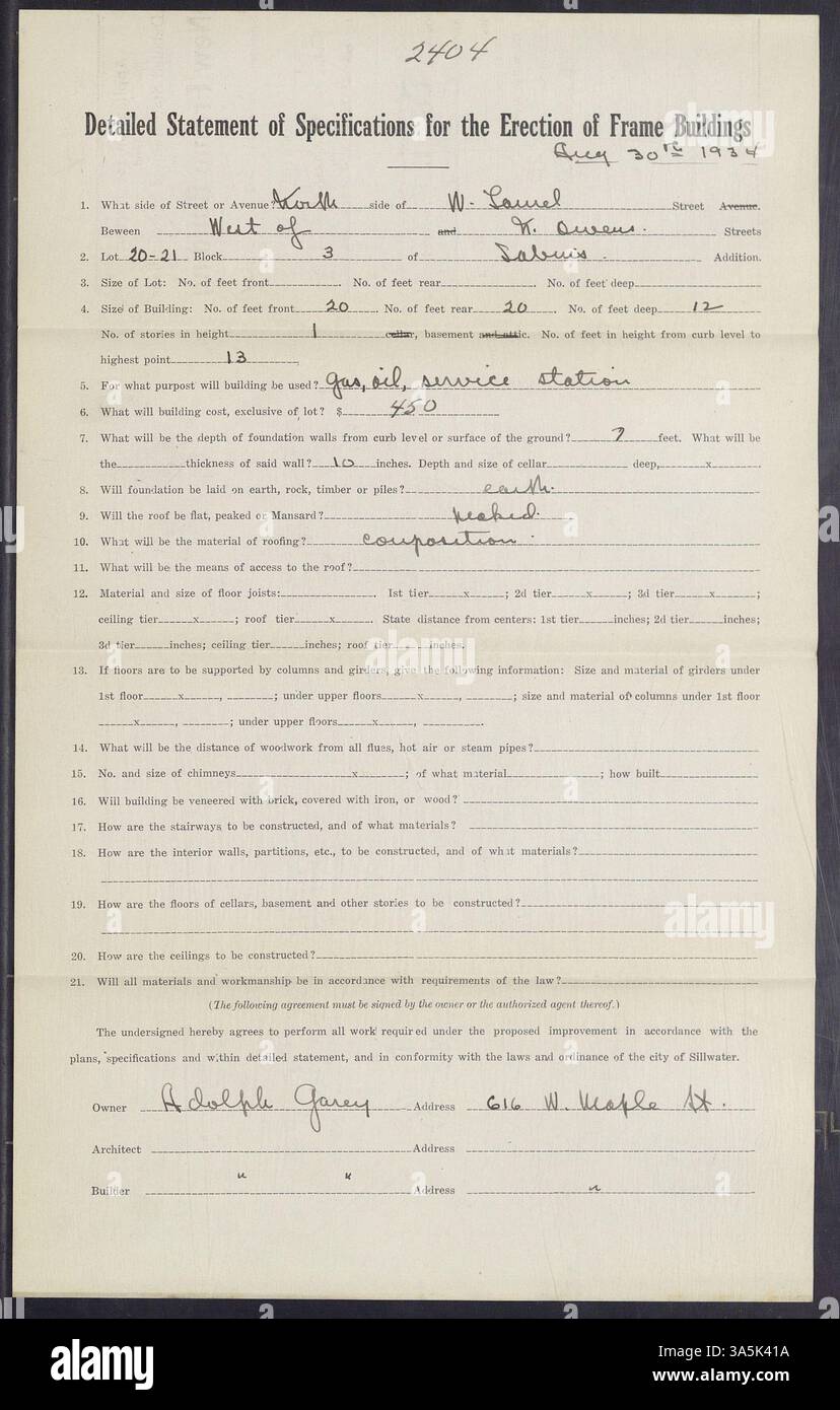 Building permit granted for a new frame structure on West Laurel Street ...