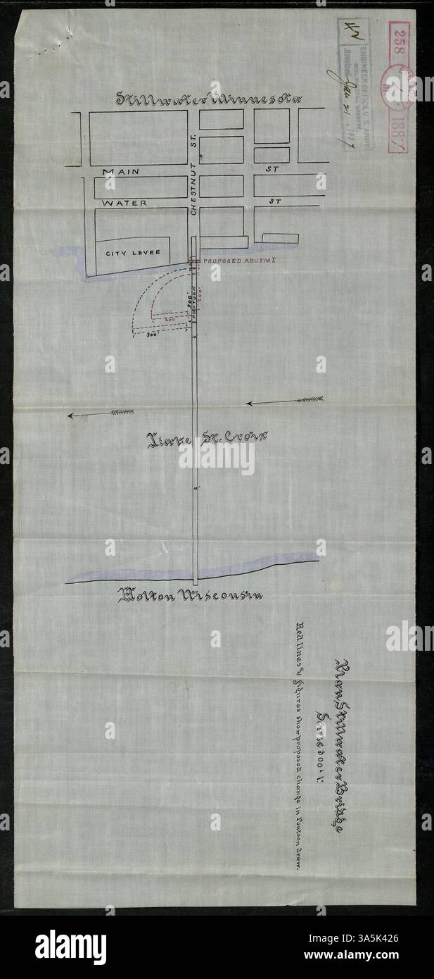 A map of the Stillwater Bridge plan, created by U.S. Army Engineers ...