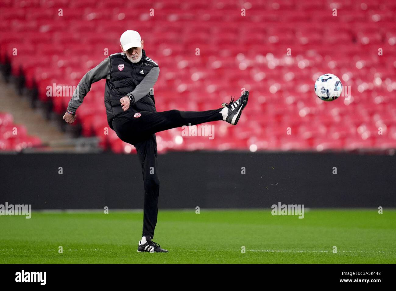 Latvia’s head coach Paolo Nicolato ahead of the training session at ...