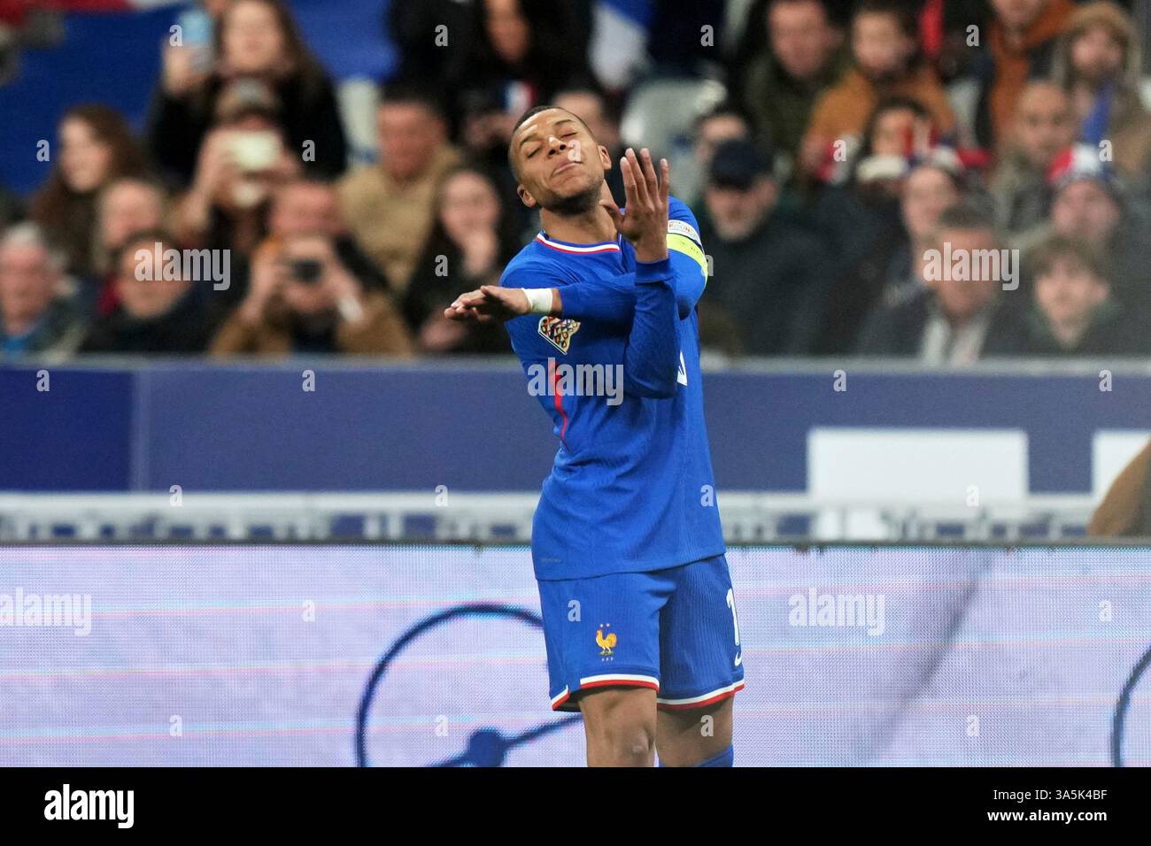 France's Kylian Mbappe reacts during the UEFA Nations League ...