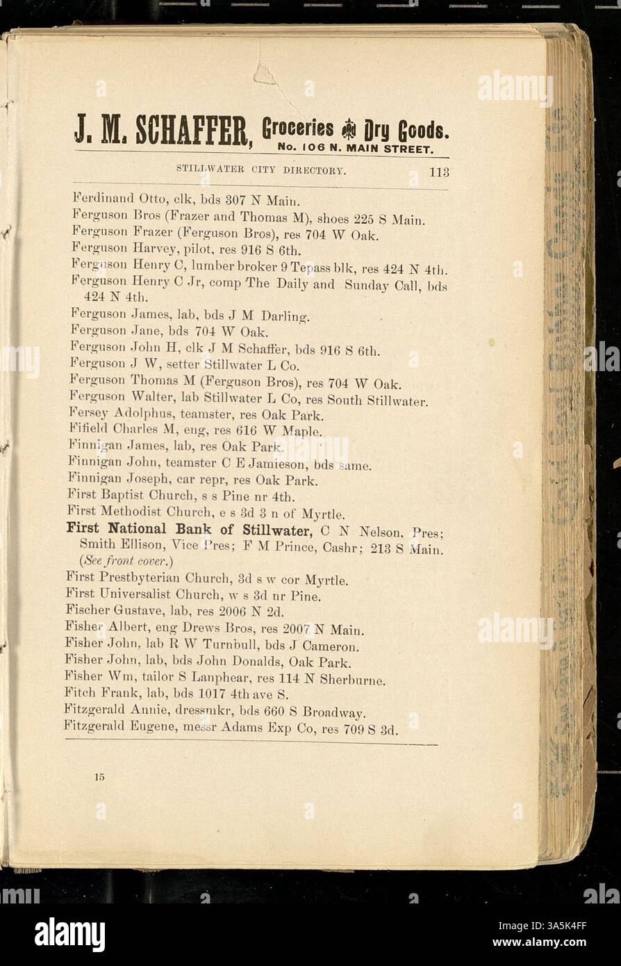 The Stillwater City Directory from 1890-91 includes an alphabetical ...