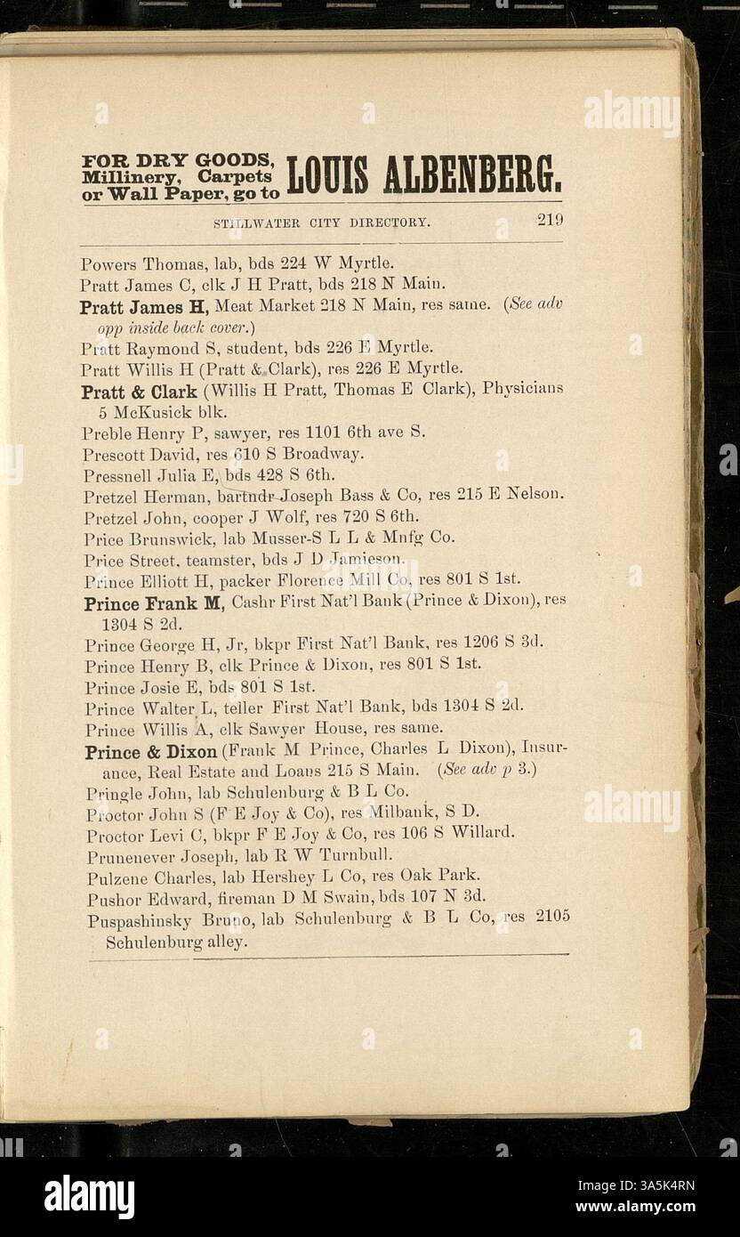 This directory from 1890-91 includes an alphabetical list of Stillwater ...