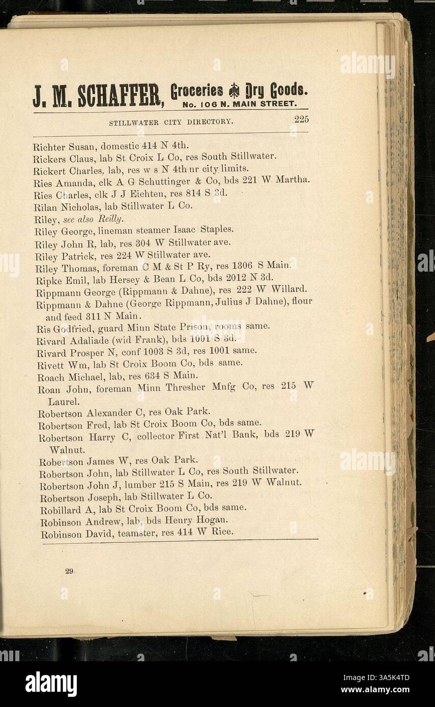 The 1890-91 Stillwater City Directory provides an alphabetical list of ...