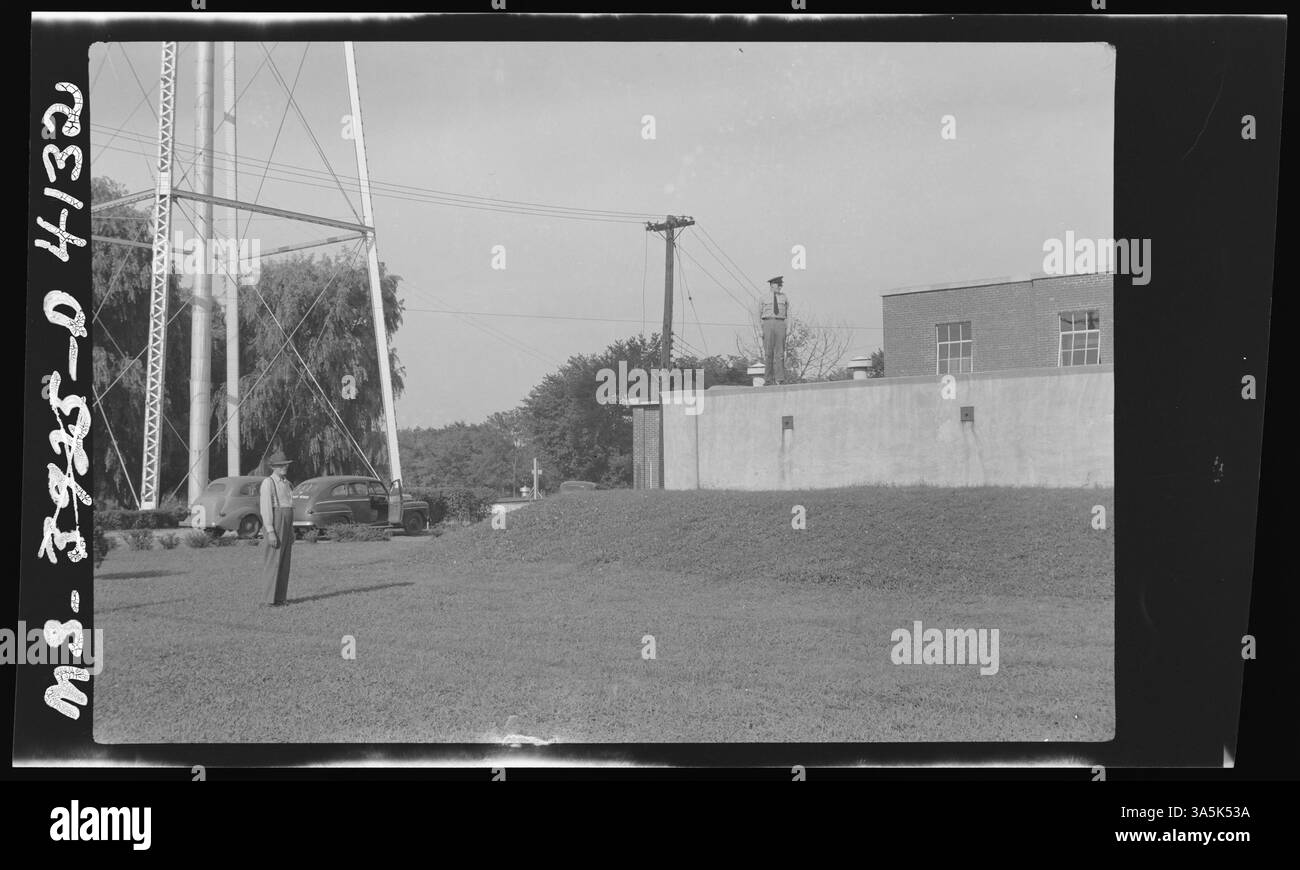 This photograph shows water purification equipment, including a ...