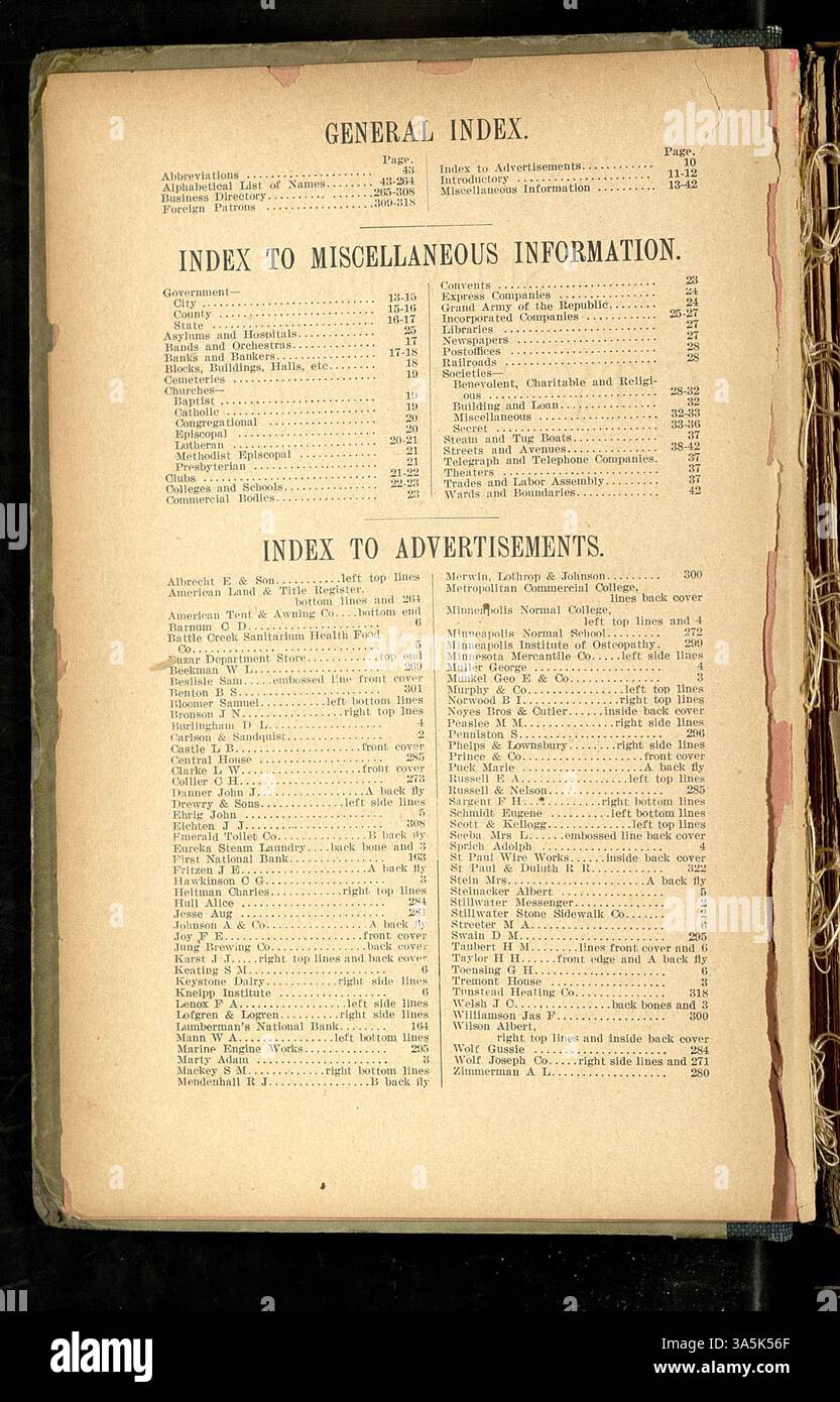 The 1898-99 Stillwater City Directory offers an alphabetical list of ...