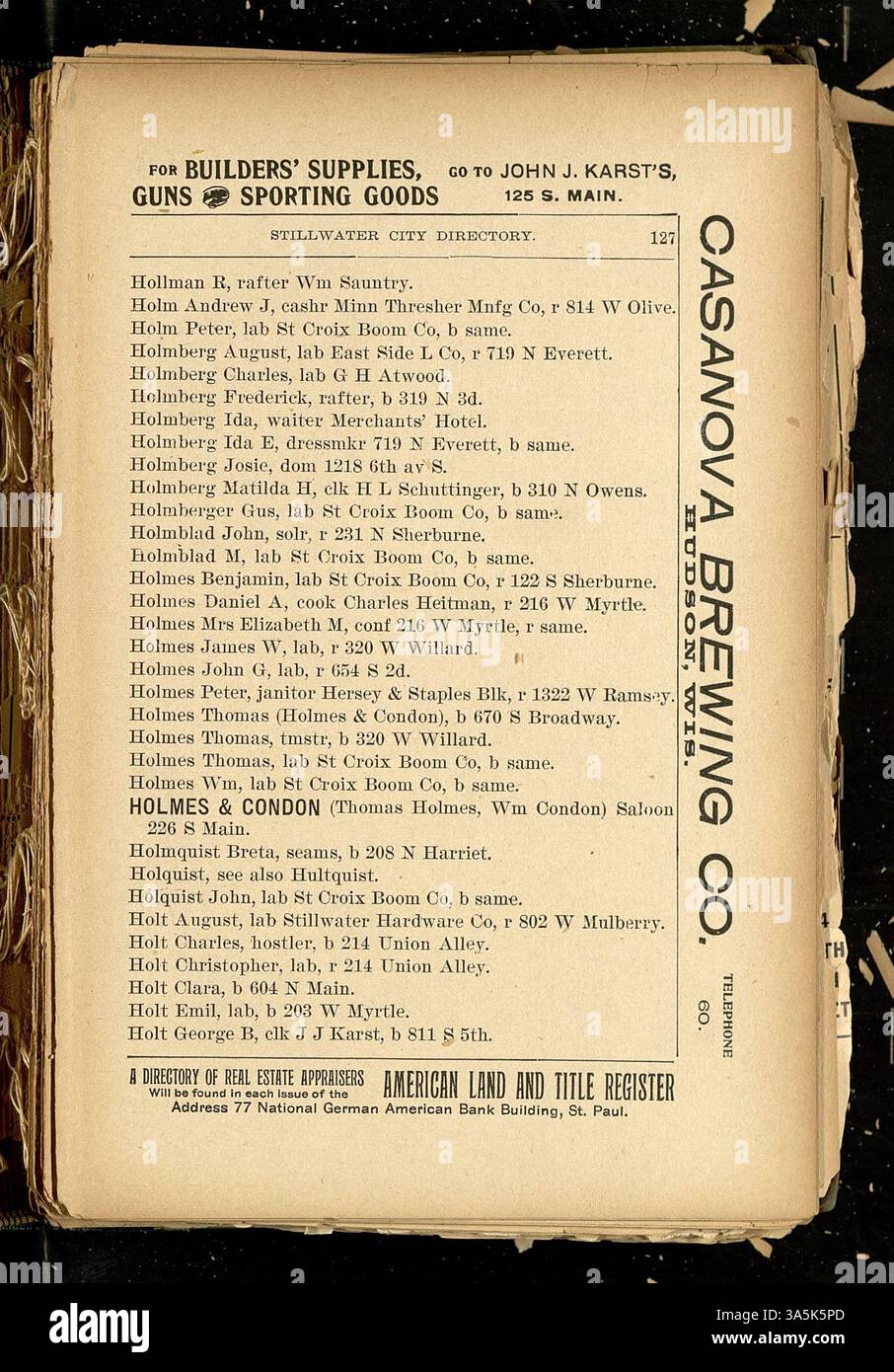 The 1898-99 Stillwater City Directory contains an alphabetical list of names, addresses, and ...