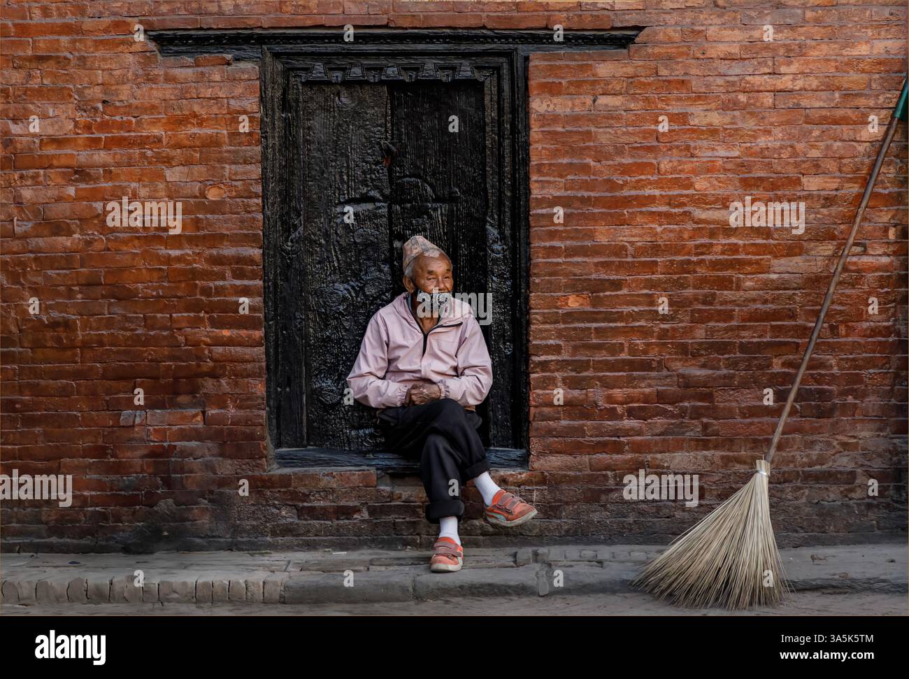 Dunbar Square, Bhaktapur, Nepal -February 11h 2025 - A Nepalese man ...