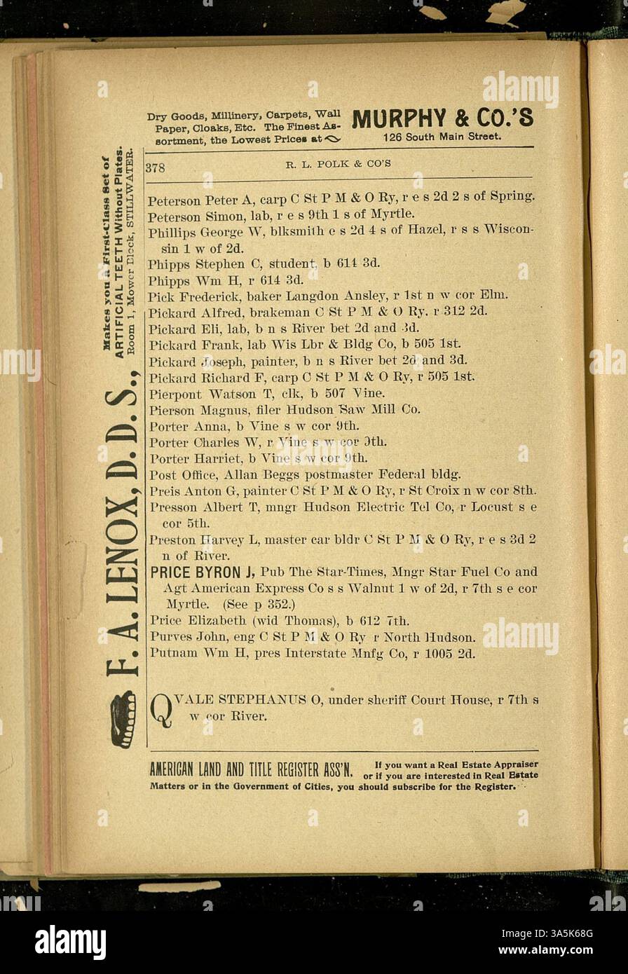 This 1898-99 Stillwater City Directory includes an alphabetical list of ...