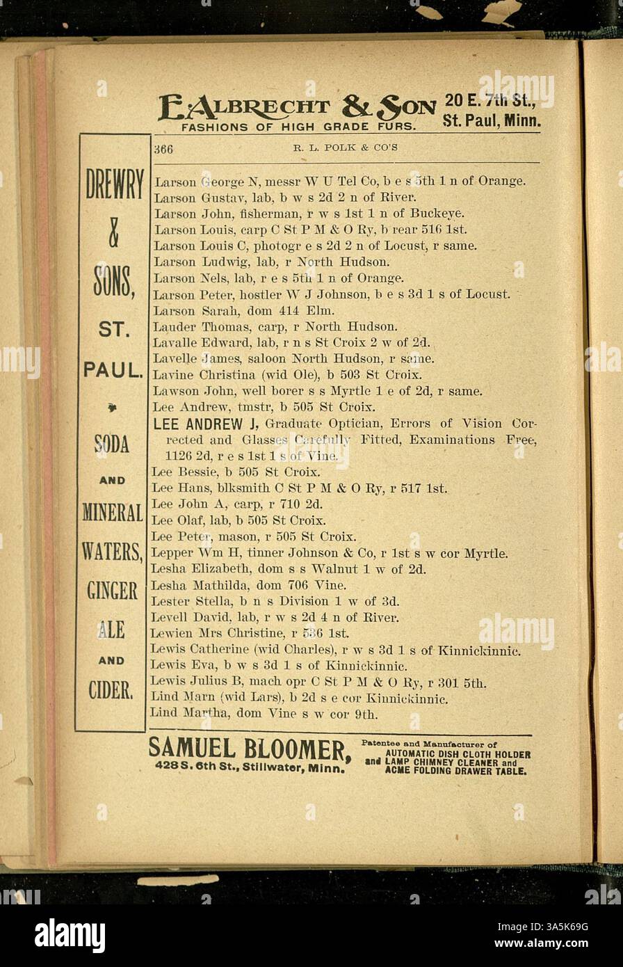 Features an alphabetical list of residents with their names hi-res ...