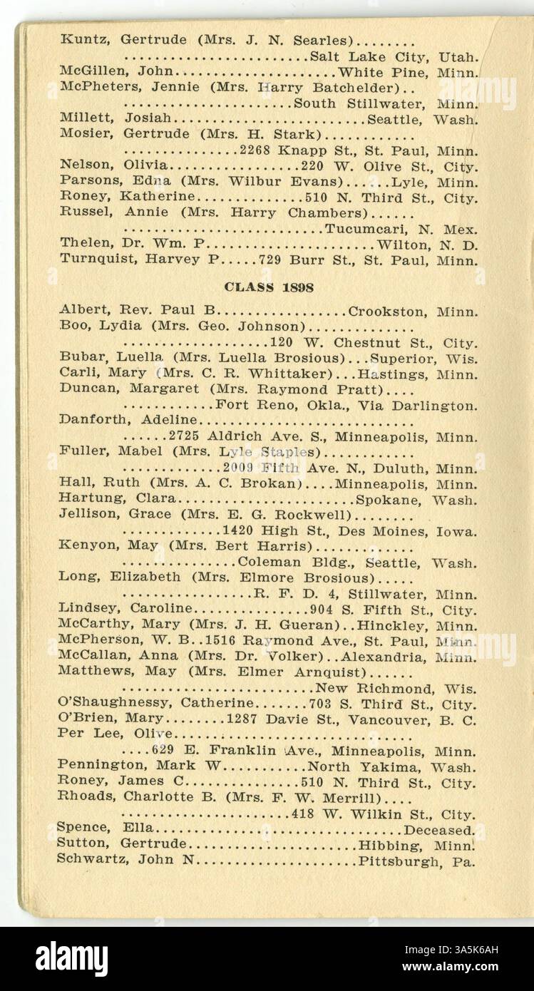 The alumni directory of Stillwater High School features names ...