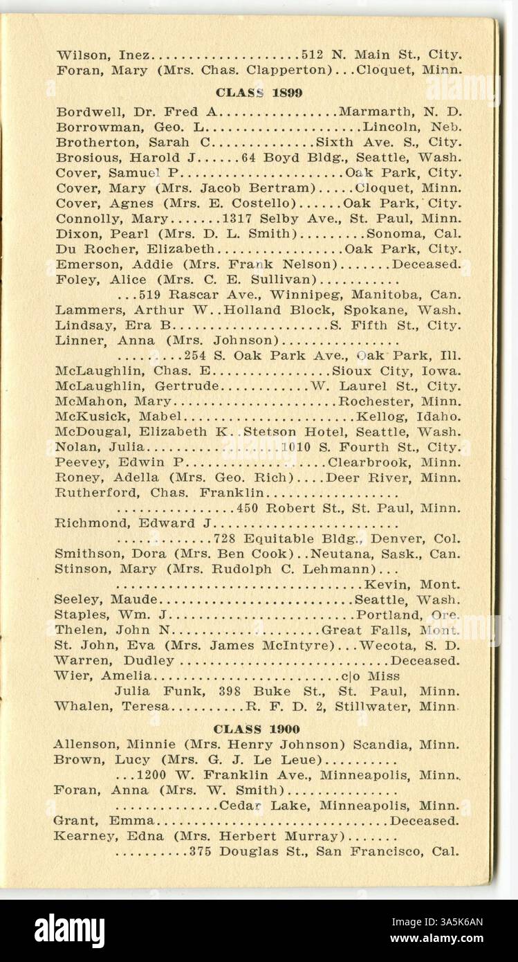 This directory provides names, addresses, and graduation years of ...