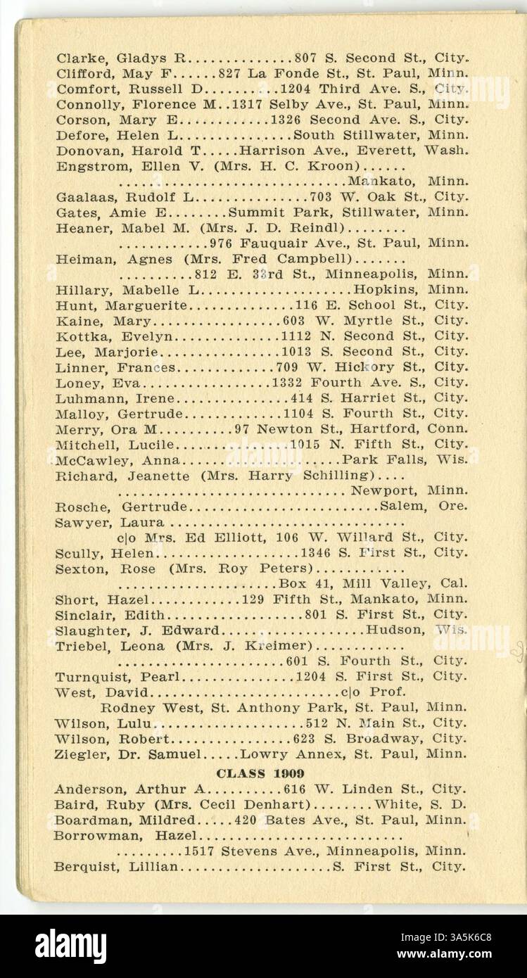 The Stillwater High School Alumni directory contains names, addresses ...