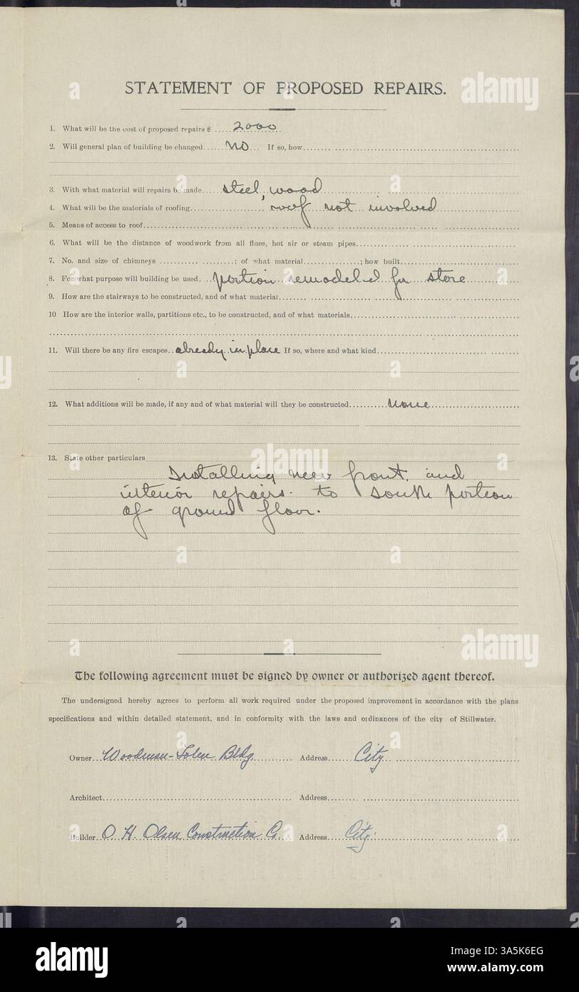 A building permit issued on May 1, 1931, for repairs to a building ...
