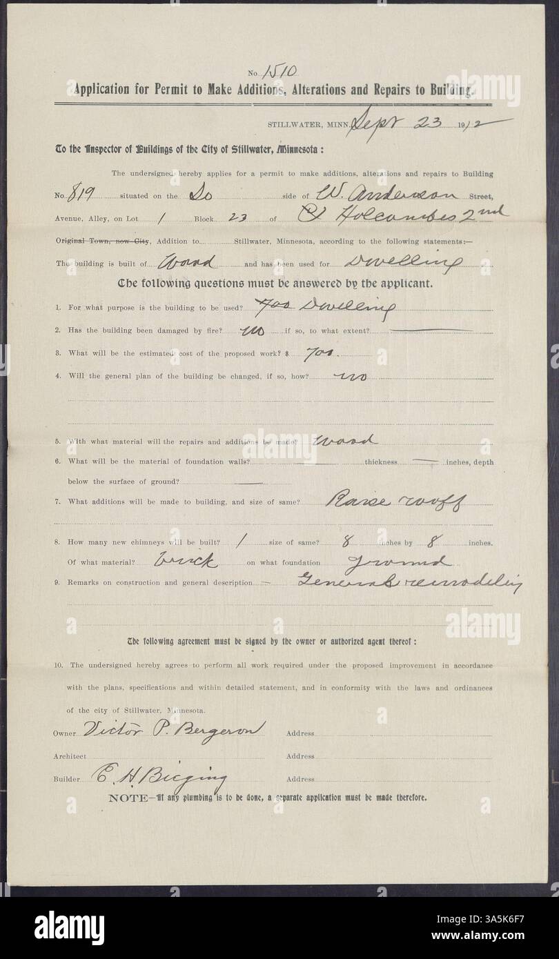 1912 the owner was victor p bergeron hi-res stock photography and ...